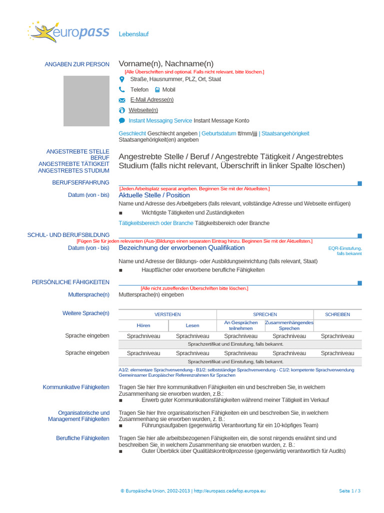 CV - Model Gjermanisht Euro Pass | PDF