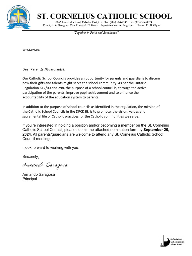 CORNE CSC Letter 2024 2025 | PDF