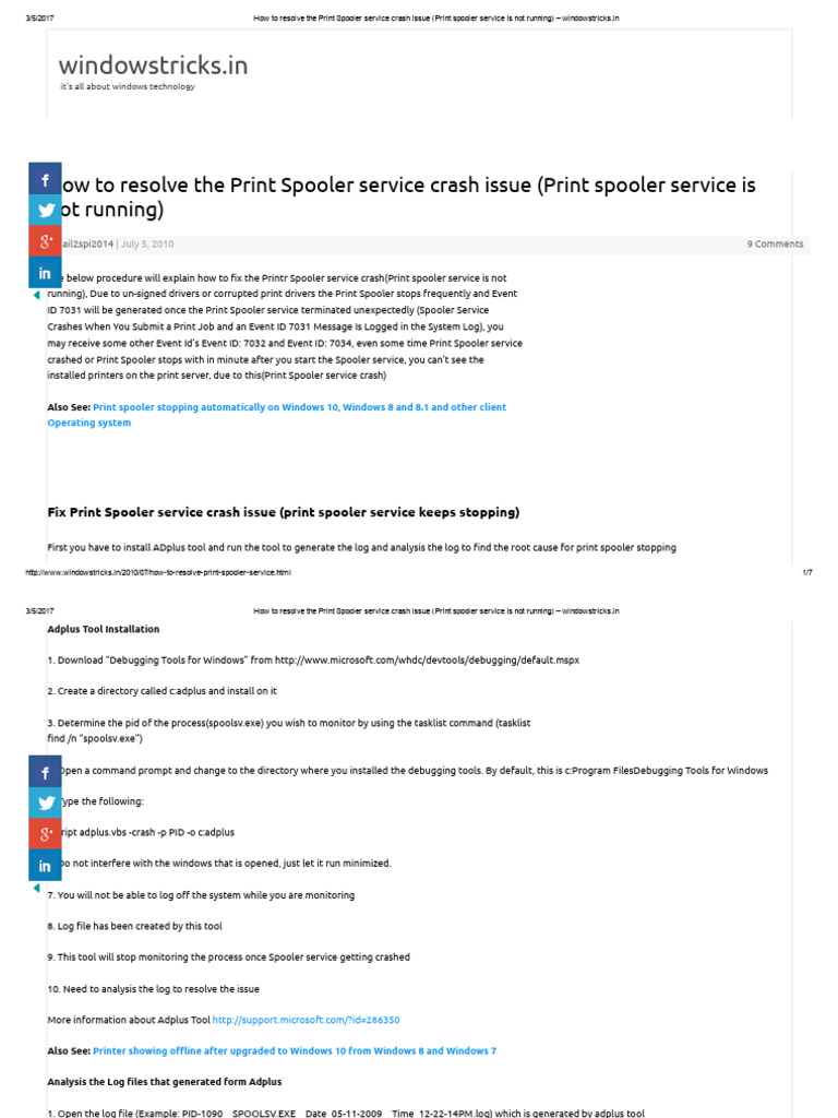 Resolve The Print Spooler Service Crash Issue | PDF | Operating System Technology | Software ...
