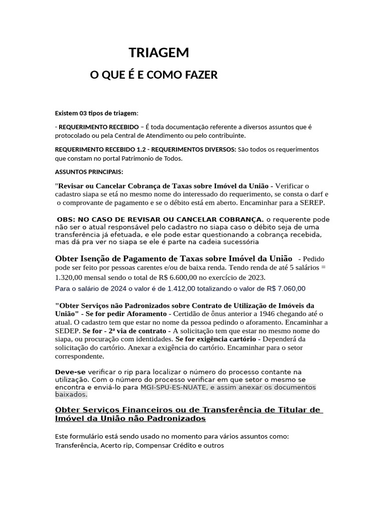 TRIAGEM O QUE É E COMO FAZER | PDF