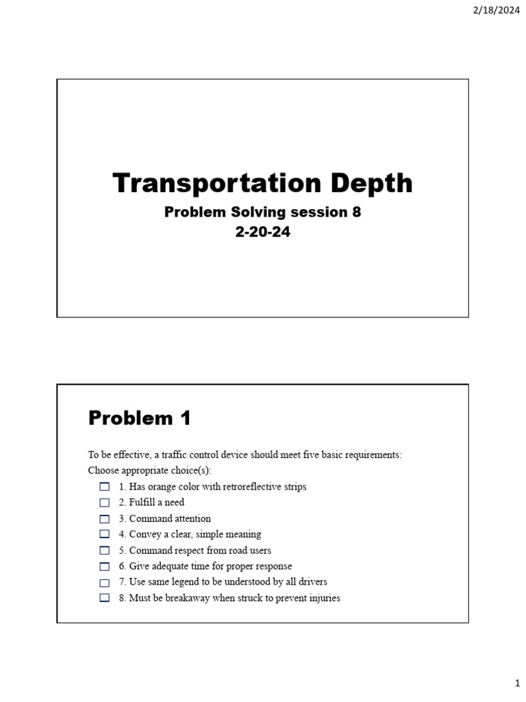 Problem Solving Session Set 8 | PDF | Intersection (Road) | Teaching ...