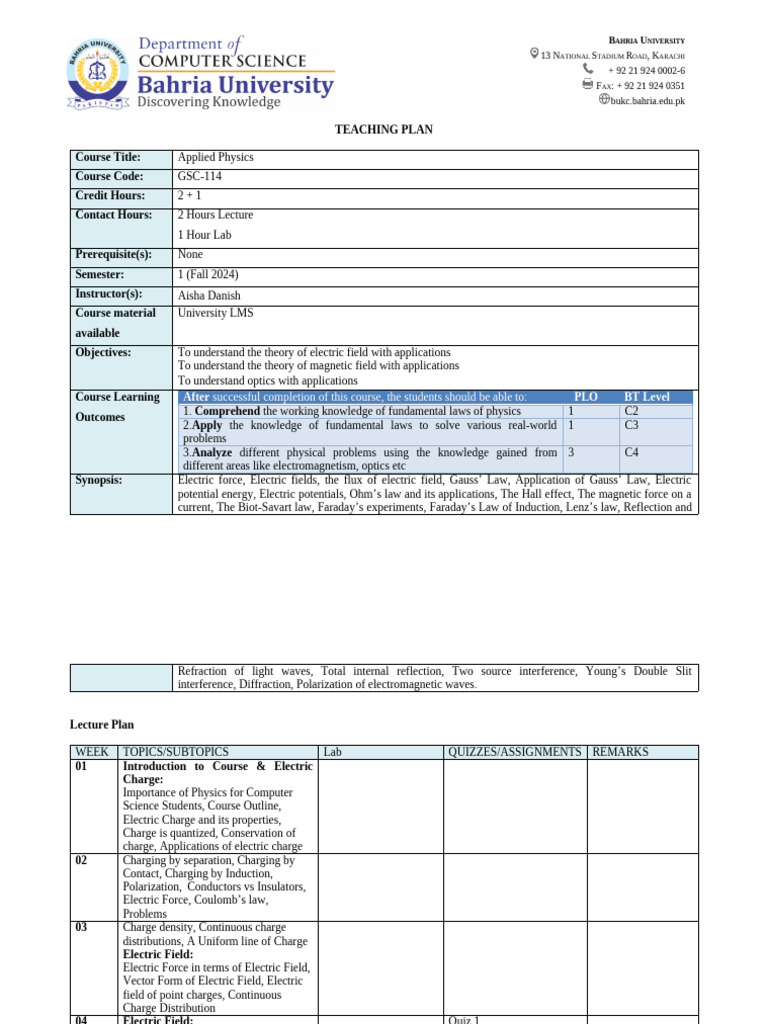 FALL24 AP Teaching Plan 18092024 025623pm | PDF