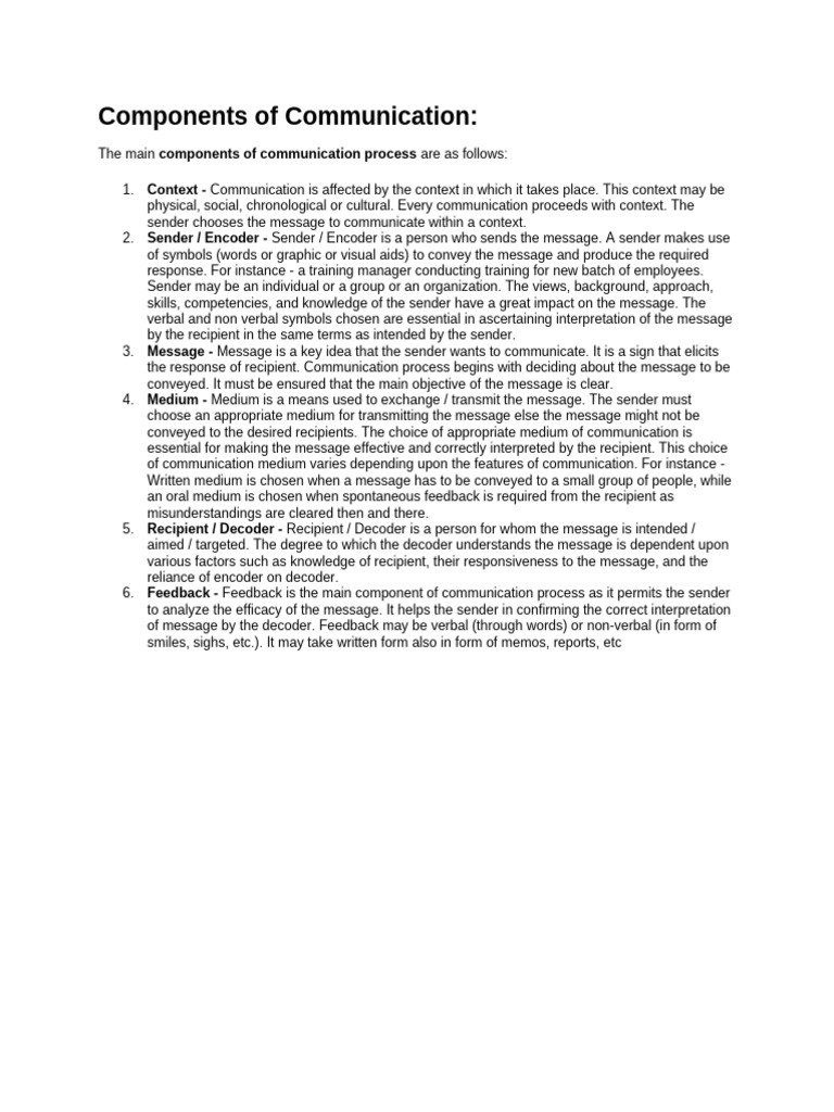 Components of Communication | PDF