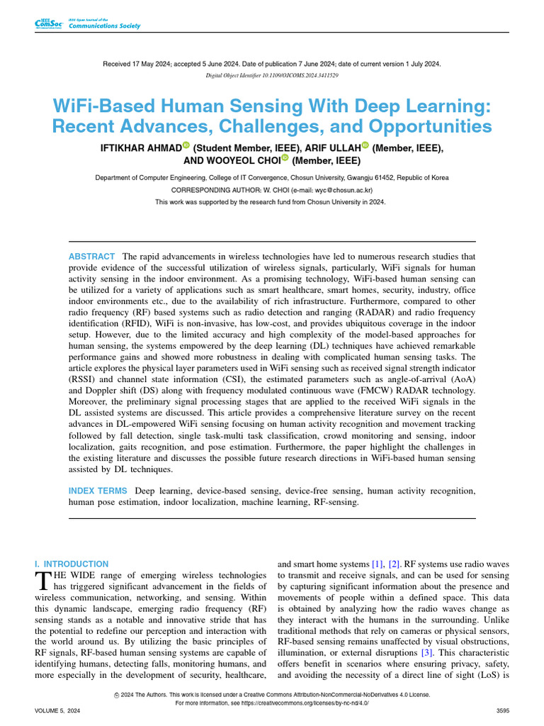 WiFi-Based Human Sensing With Deep Learning Recent Advances Challenges ...