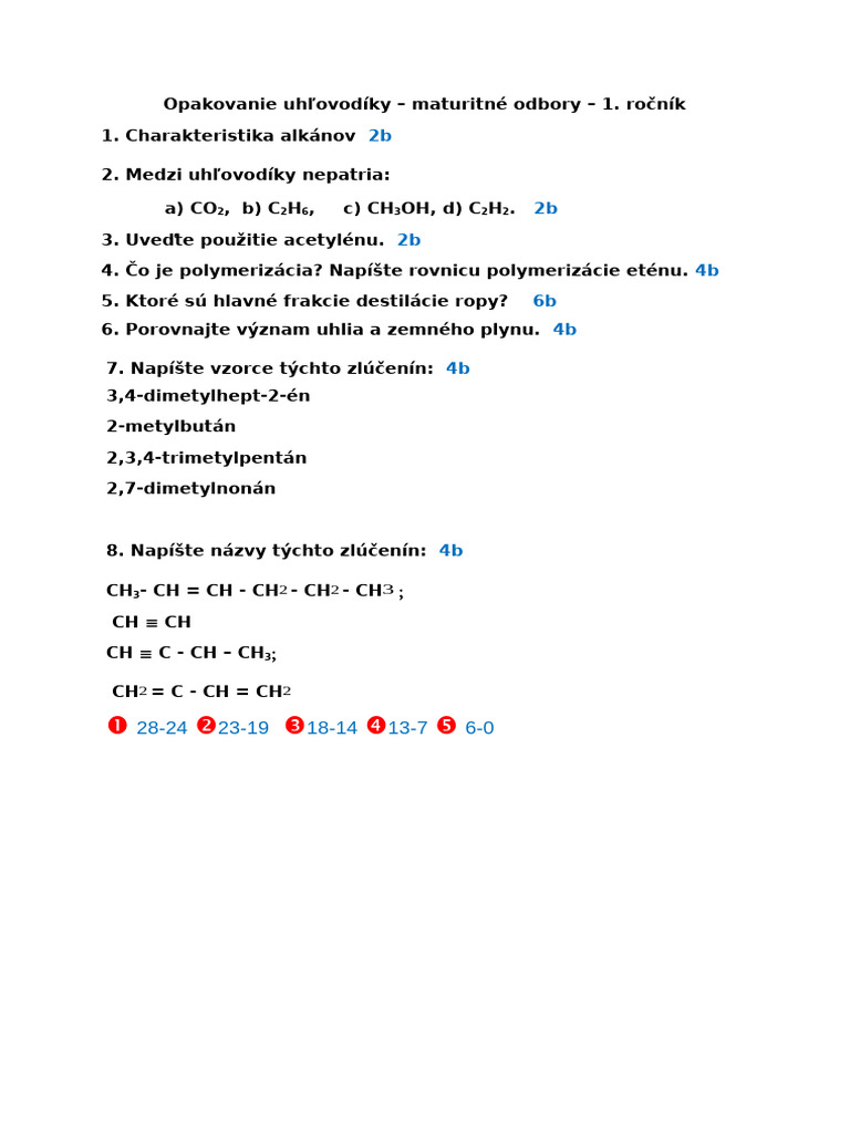 Opakovanie Uhl | PDF