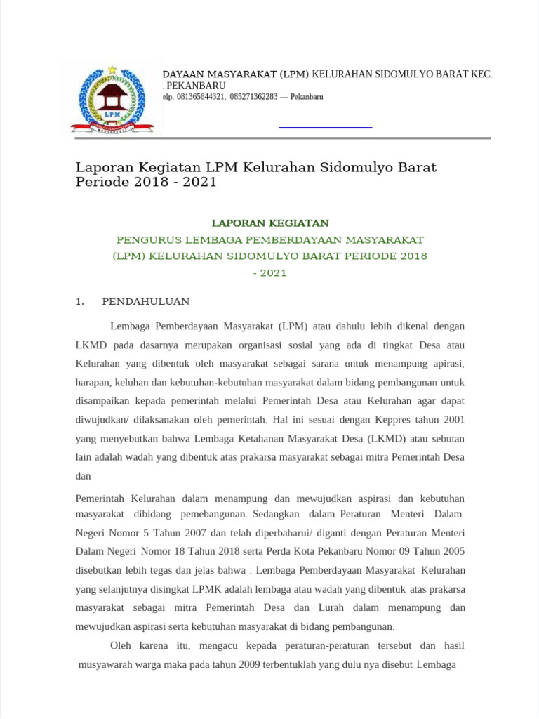 PDF Laporan Pertanggungjawaban LPM | PDF