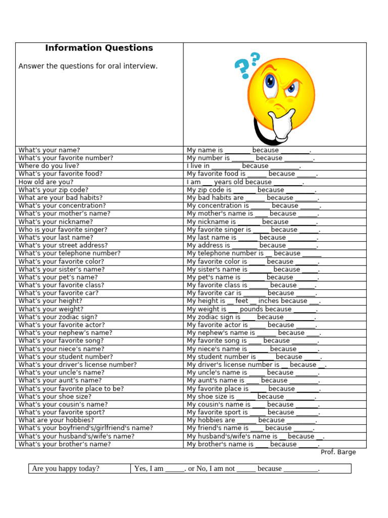 Information Questions | PDF