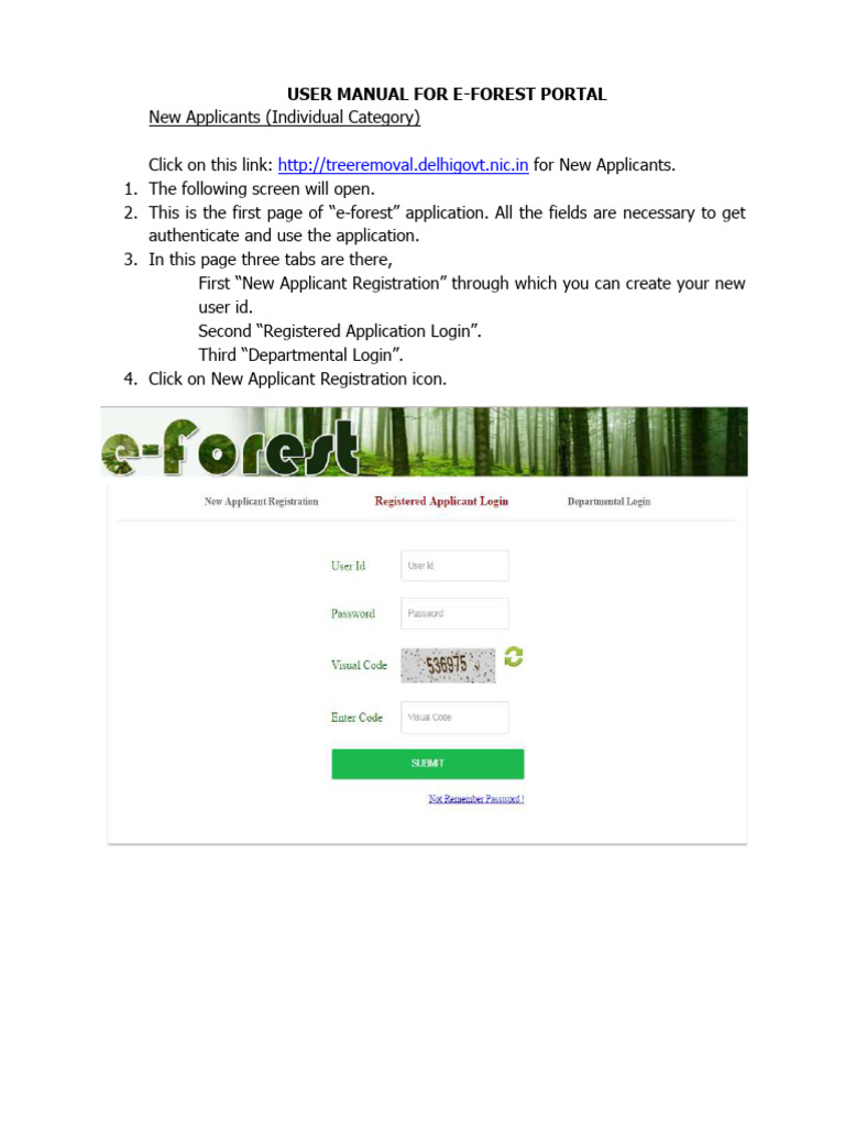 Eforest Applicant Manual | PDF