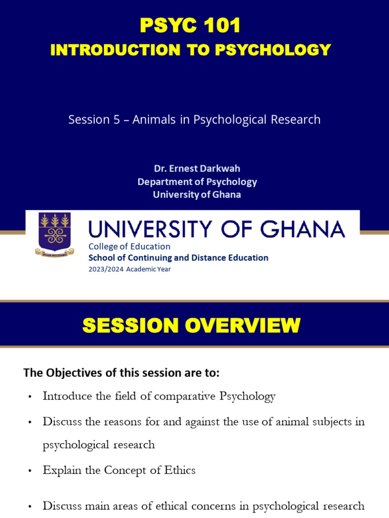 Psyc 101 Session 5 Use of Animals | PDF