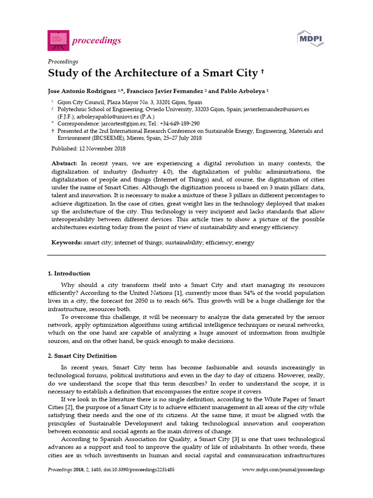 Study of The Architecture of A Smart City | PDF