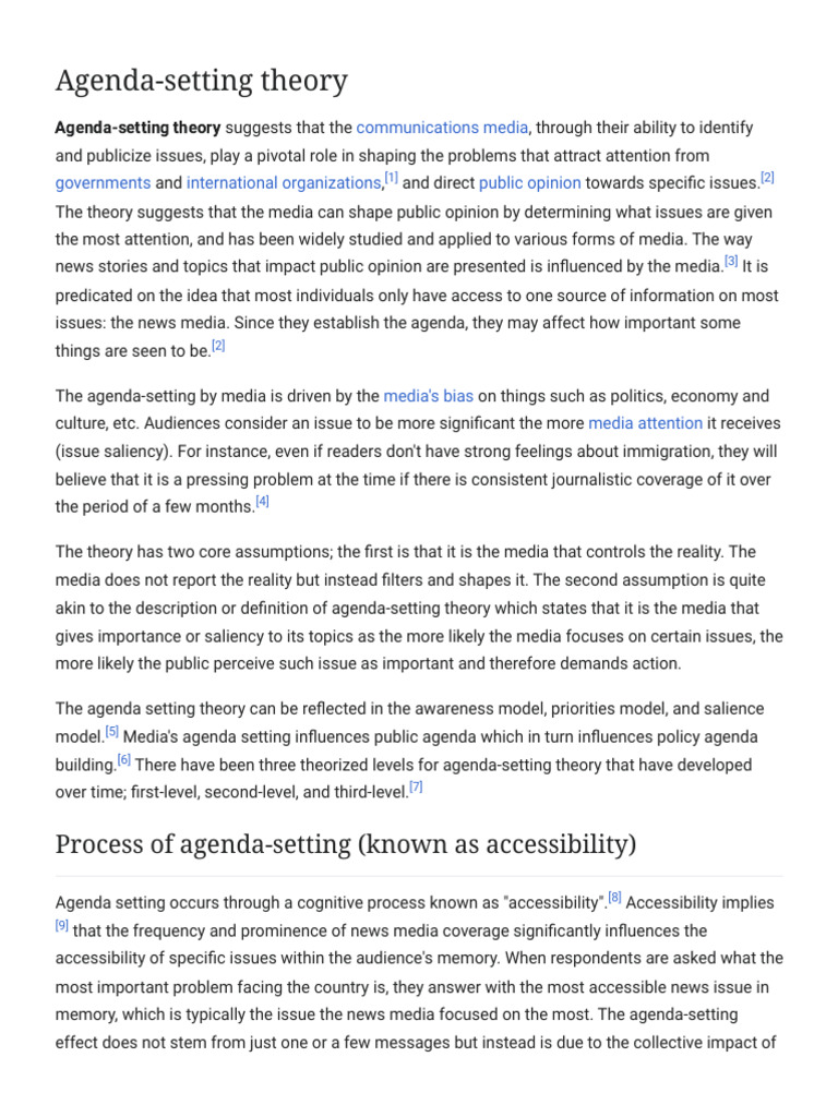 Agenda-Setting Theory - Wikipedia | PDF