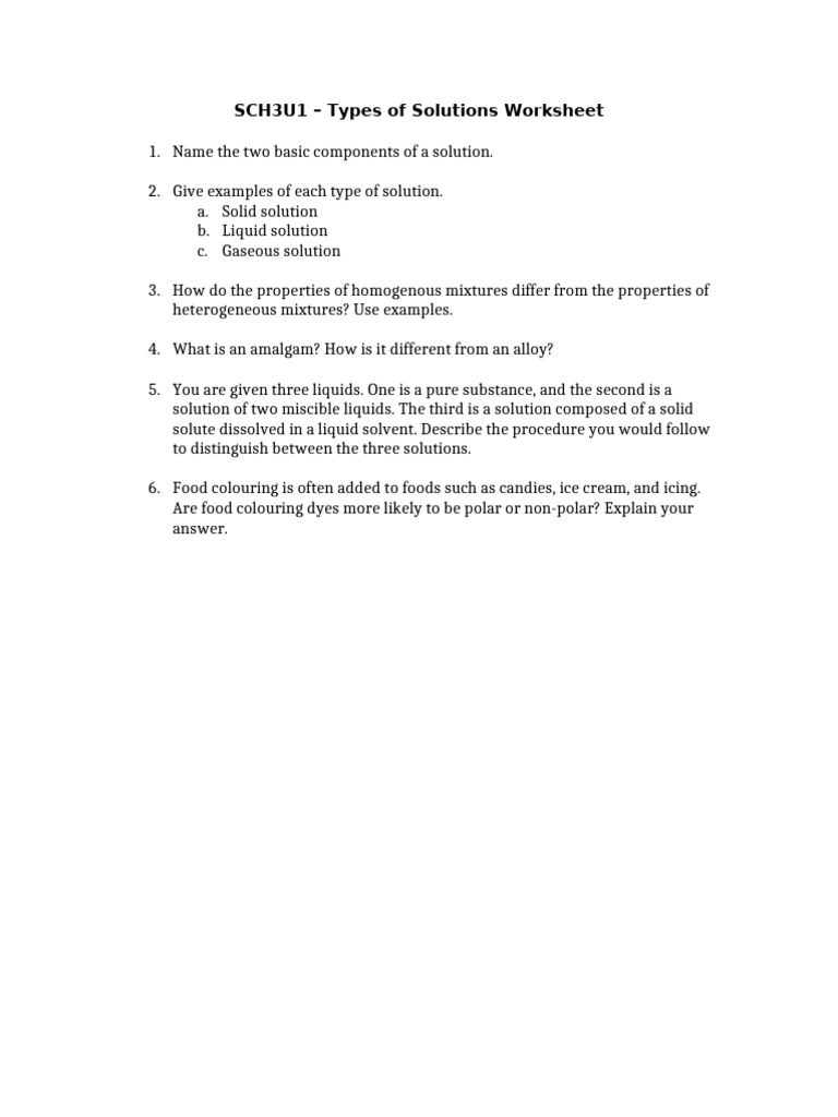 Lesson 1 Types of Solutions | PDF