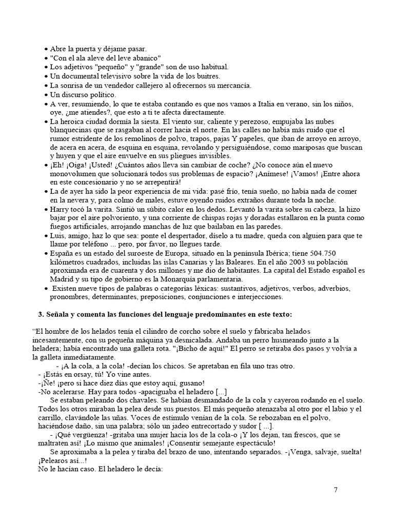 Señala y Comenta Las Funciones Del Lenguaje Predominantes en Este Texto ...