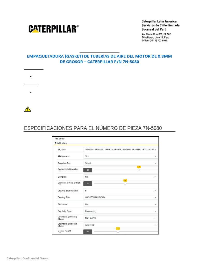 Empaquetadura Caterpillar 7N-5080 | PDF