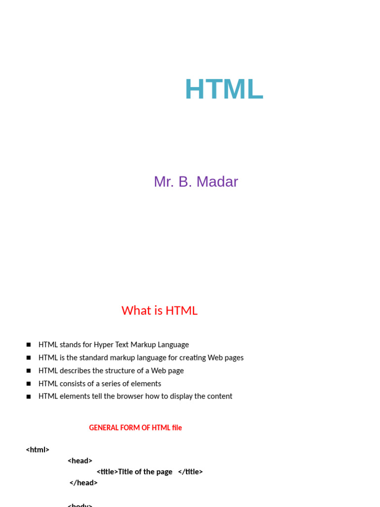 Basic HTML Tags | PDF