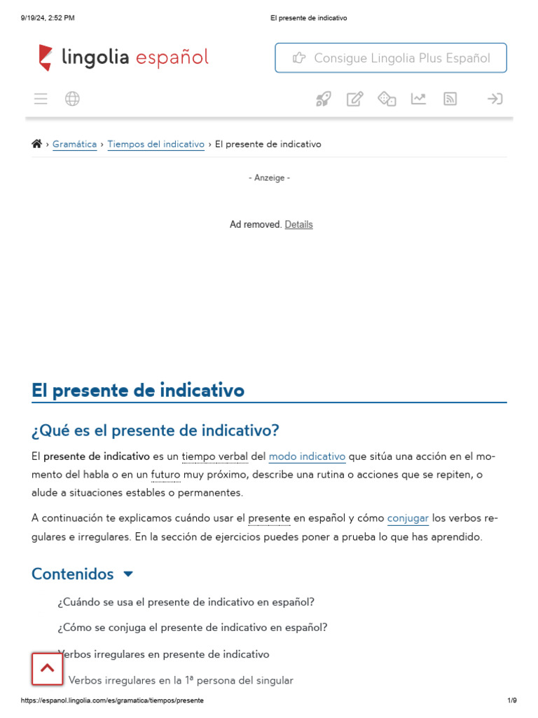 El Presente de Indicativo | PDF