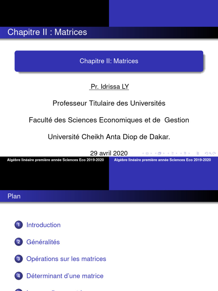 Cours Matrices Slide 2018-2019 | PDF