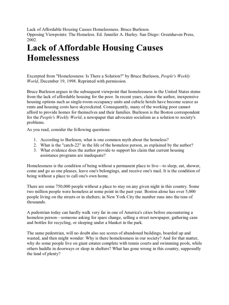 Causes of Homelessness in McKinney | PDF | Politics | Social Science