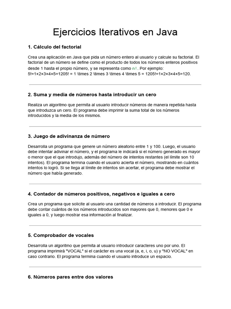 Ejercicios Iterativos en Java | PDF