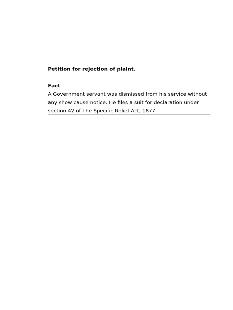 Petition For Rejection of Plaint | PDF