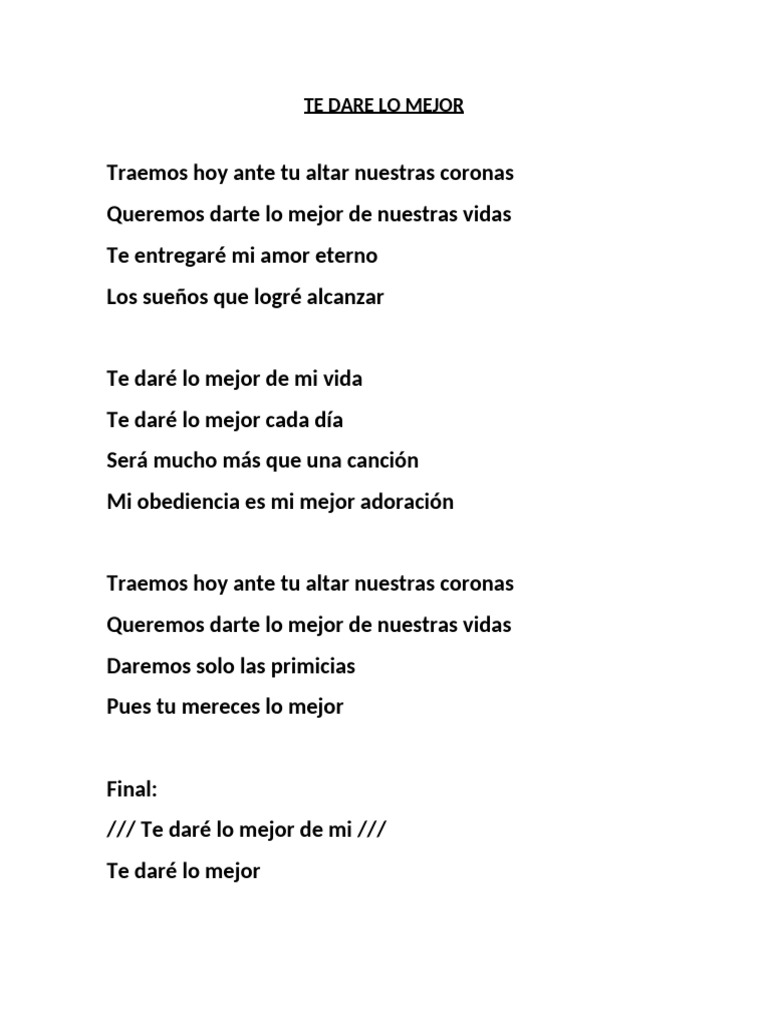 Te Dare Lo Mejor | PDF
