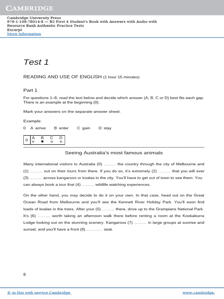 Use of English and Reading Exam Practice HW Key | PDF