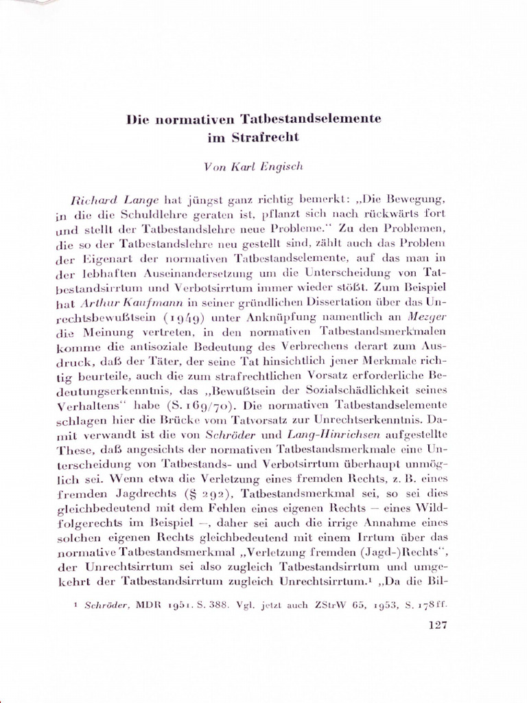 Die Normativen Tatbestandselemente Im Strafrecht - Von Karl Engisch | PDF