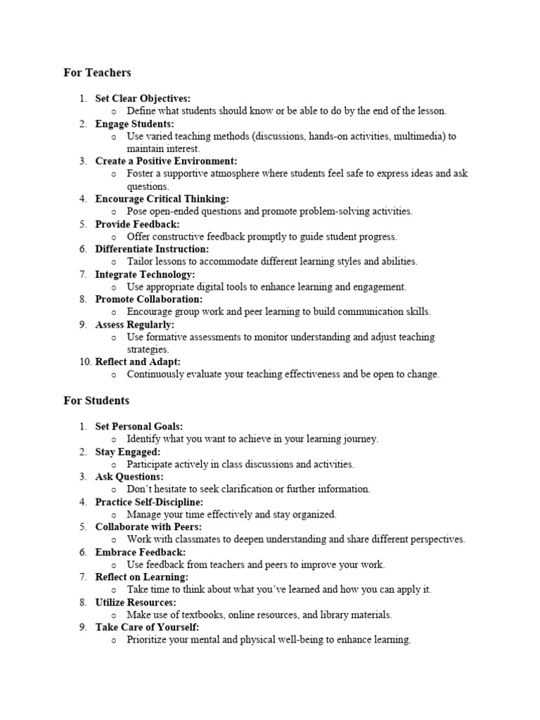 Effective Teaching and Learning Tips | PDF