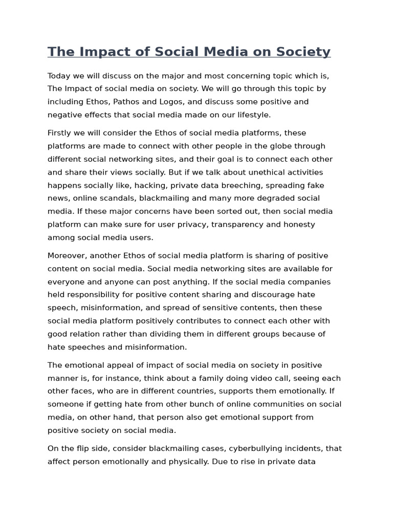 The Impact of Social Media On Society | PDF