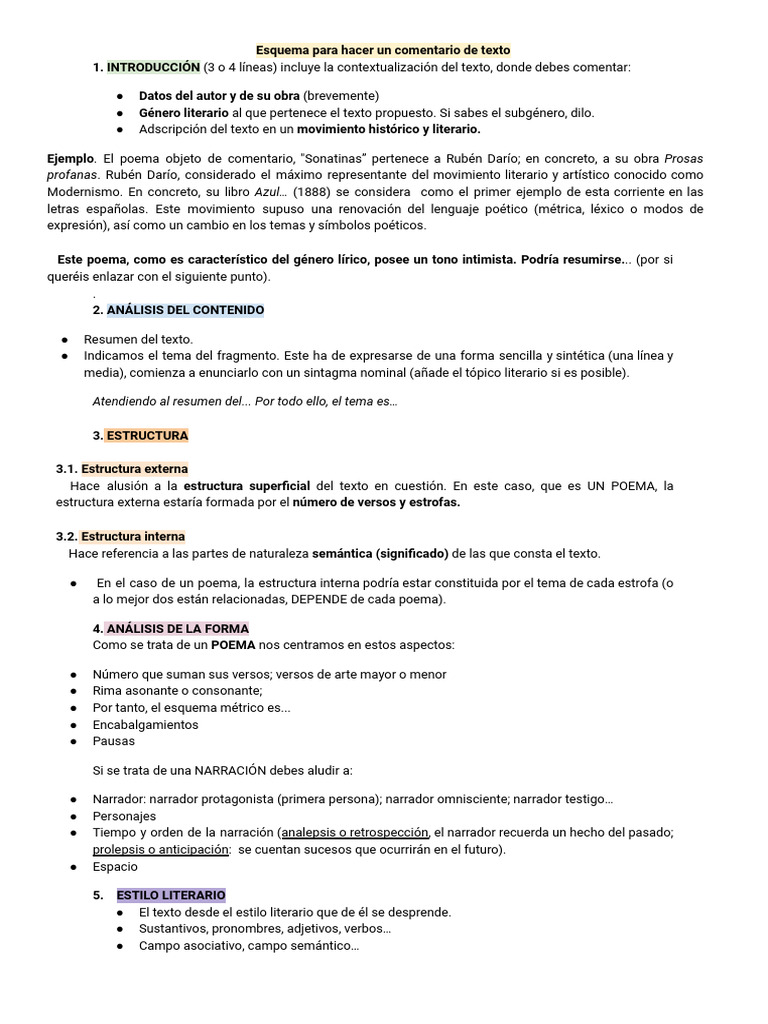 Esquema de Comentario | PDF