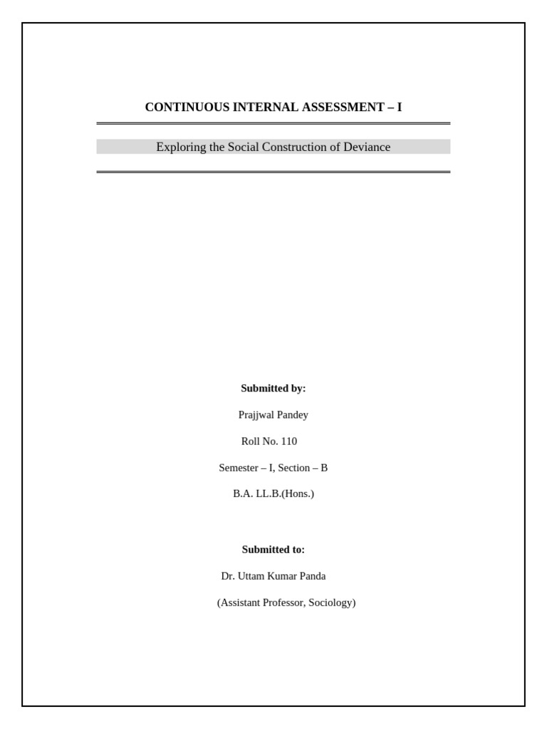 Prajjwal Pandey Roll No 110 Sociology CIA | PDF