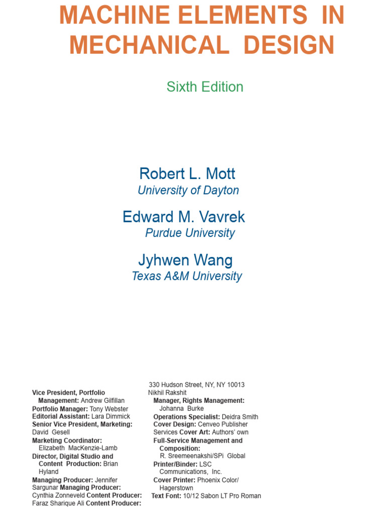 Robert L. Mott, Edward M. Vavrek, Jyhwen Wang - Machine Elements in ...