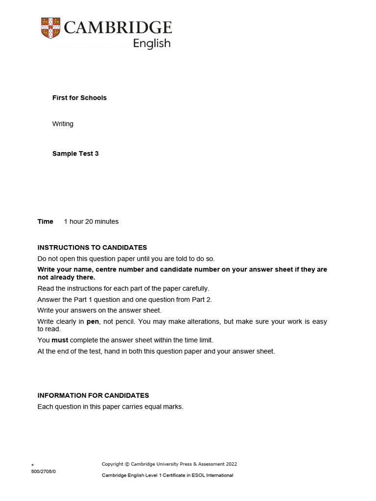 FCE B2 Writing Sample Test 3 | PDF