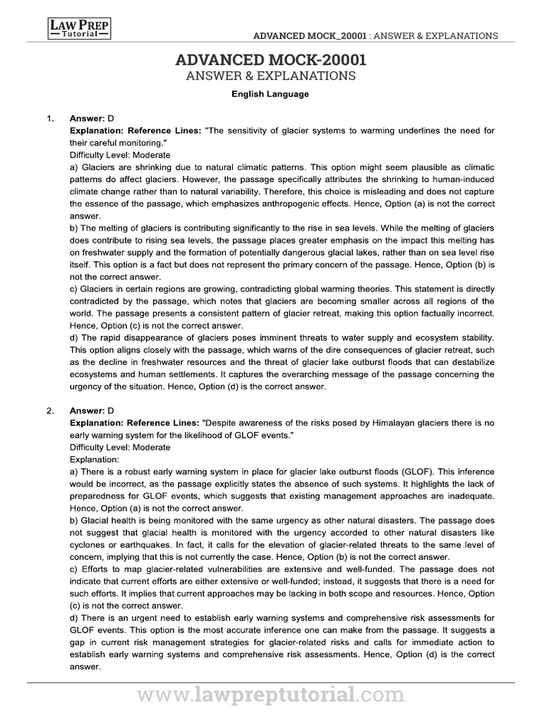 Mock 20001 Answers & Explanation | PDF
