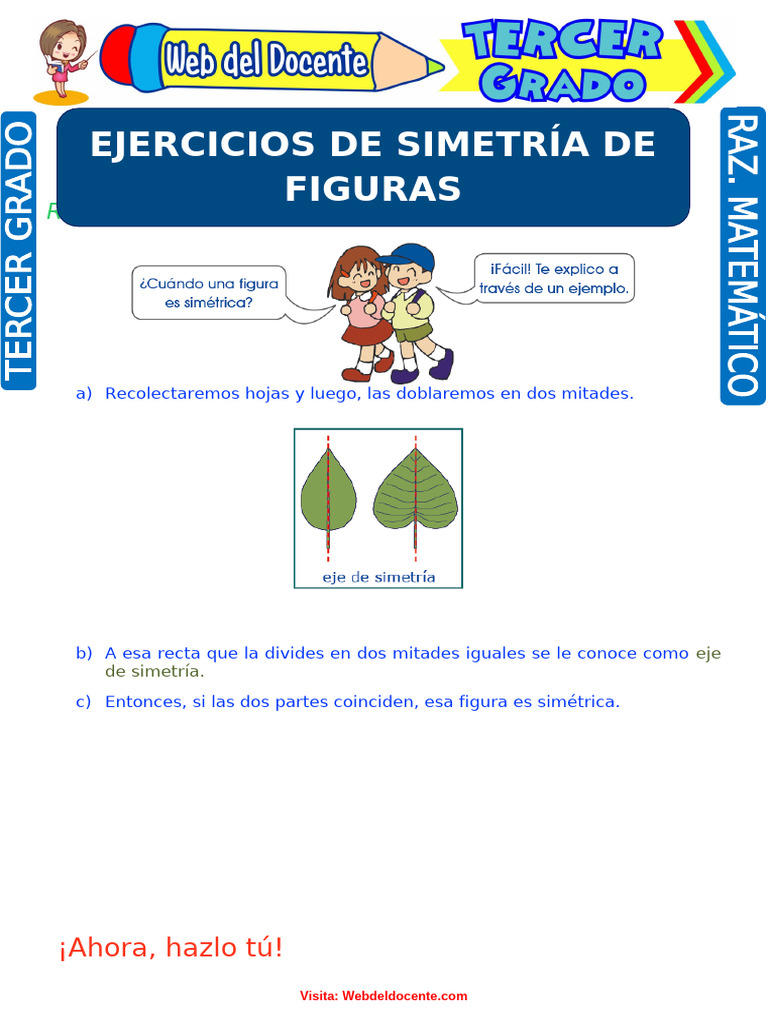 Ejercicios de Simetría de Figuras para Tercer Grado de Primaria | PDF