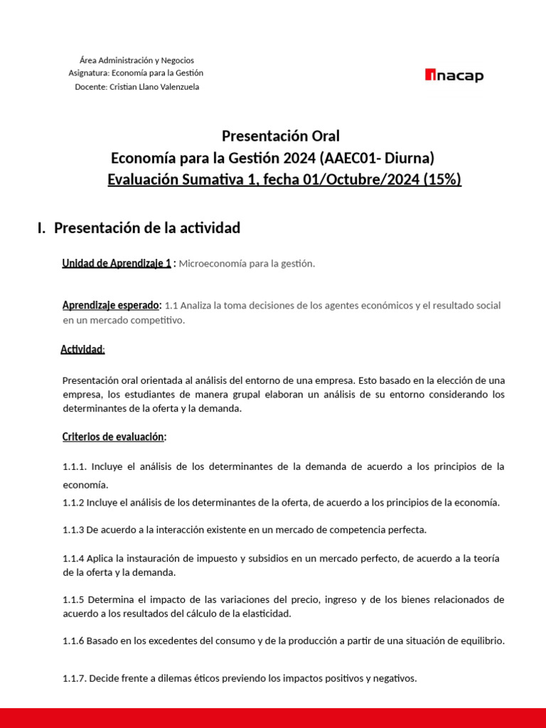 Ev1 Economia para La Gestion | PDF