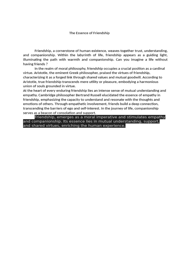 The Essence of Friendship | PDF