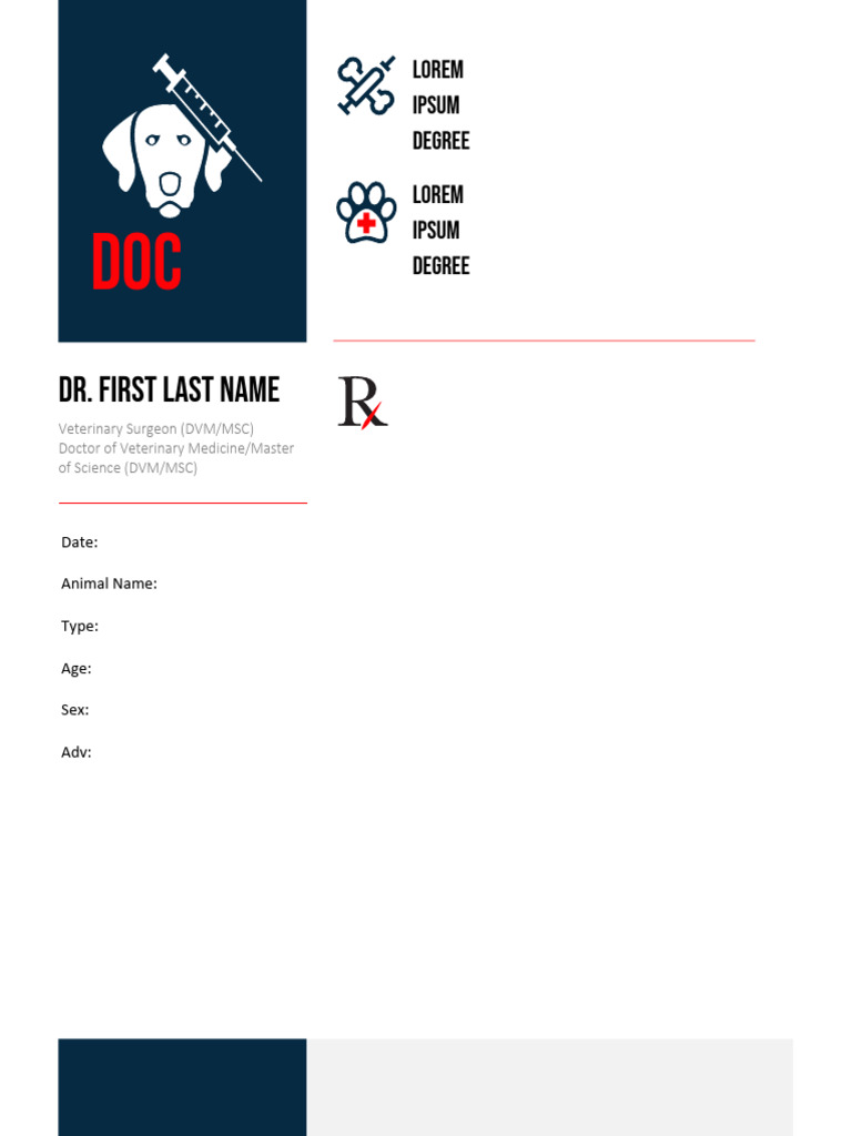 Veterinary Doctor Prescription Pad Template | PDF