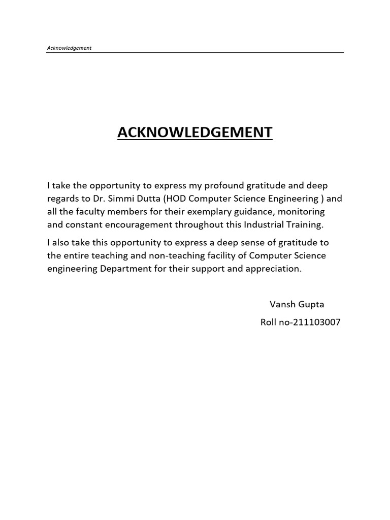 ACKNOWLEDGEMENT | PDF | Art | Technology & Engineering