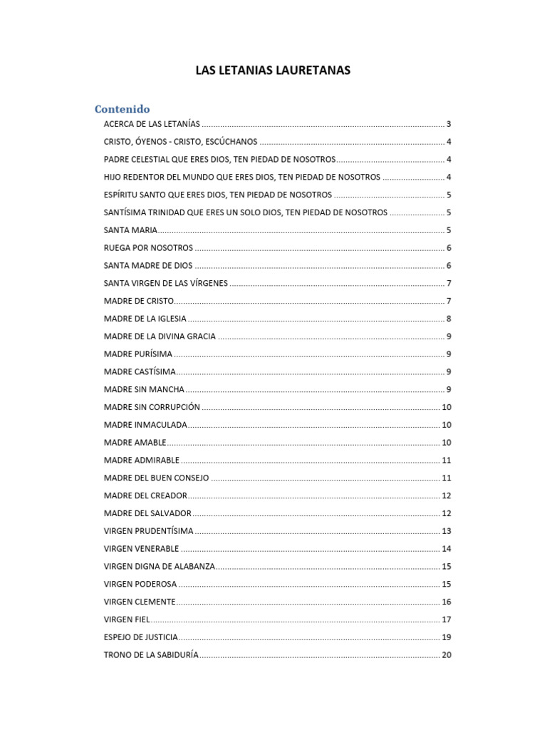 Explicacion de Las Letanias Lauretanas | PDF