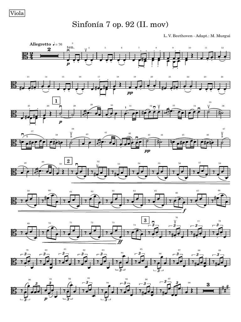 Viola - Sinfonía 7 Op. 92 (II. Mov) | PDF