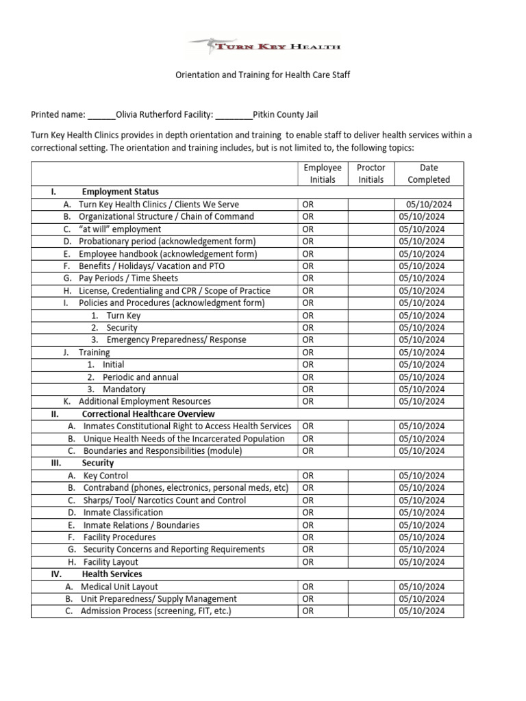 Orientation Checklist | PDF