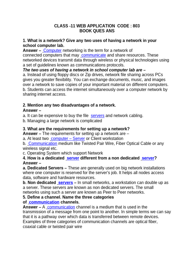 Part B Unit 1 Book Ques Ans | PDF | Network Topology | Computer Network