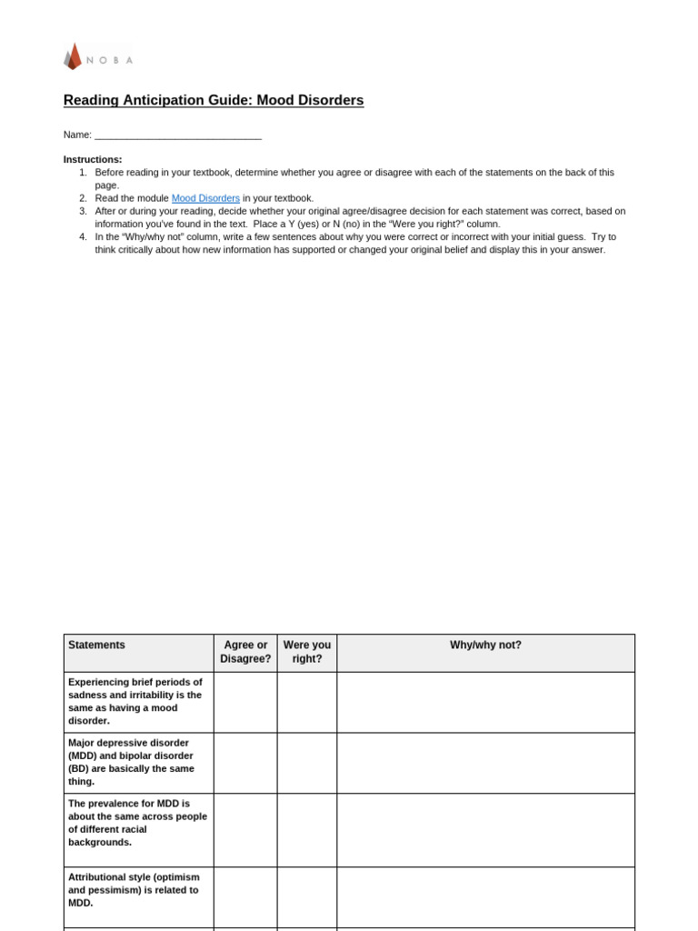 RA Guide - Mood Disorders | PDF