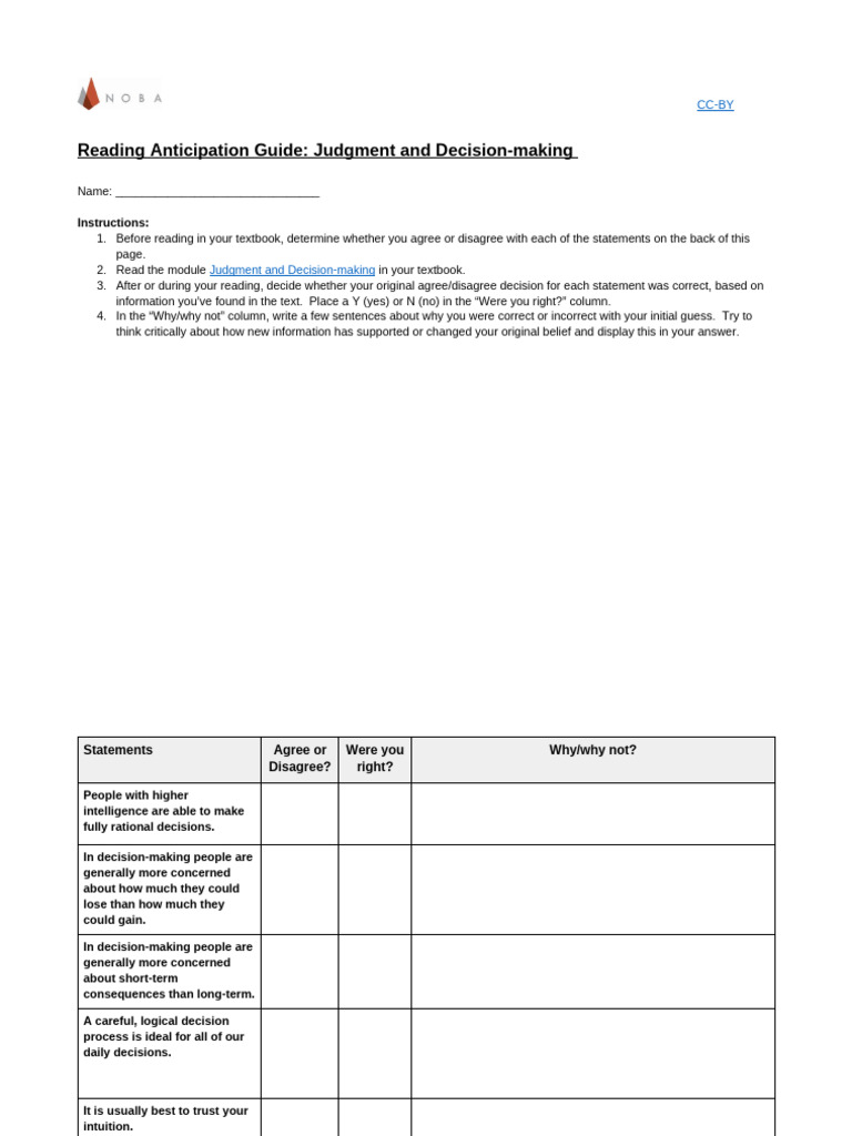 RA Guide - Judgment and Decision Making | PDF