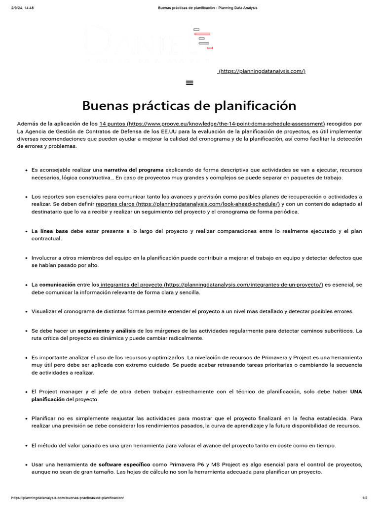 Buenas prácticas de planificación - Planning Data Analysis | PDF Buenas prácticas de planificación - Planning Data Analysis | PDF