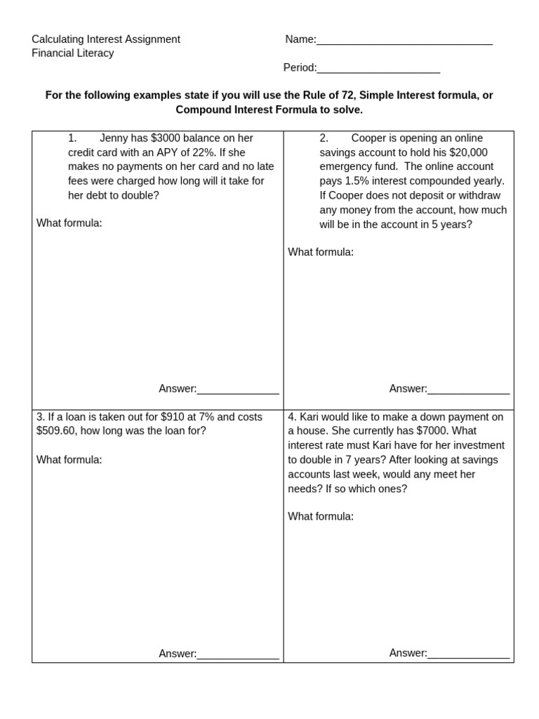 Calculating Interest Assignment | PDF