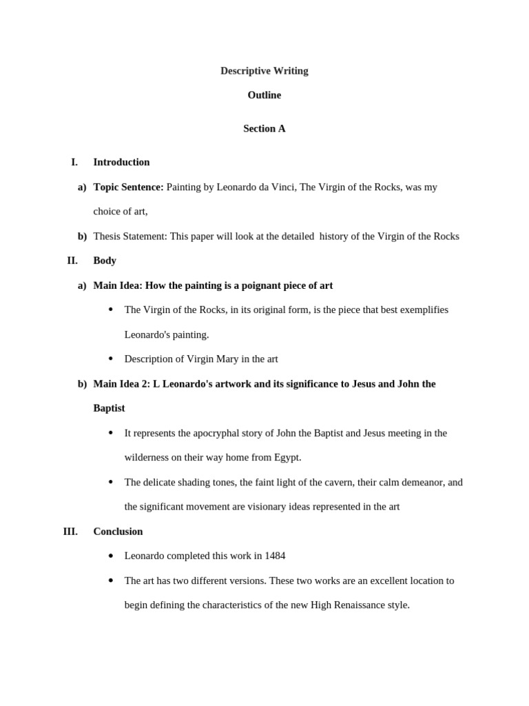 Outline DESCRIPTIVE WRITING | PDF | Social Science | Classics