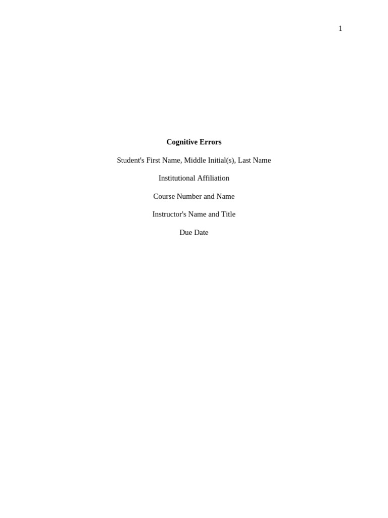Cognitive Errors | PDF