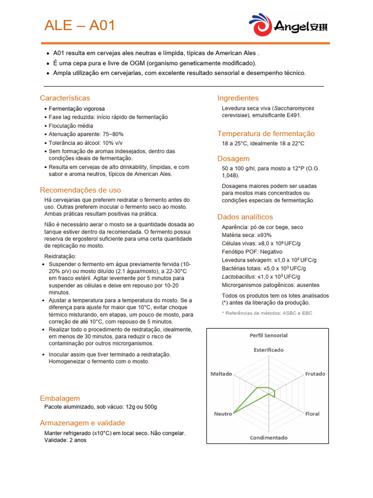 Fermento A01 Ale - Ficha Tecnica | PDF